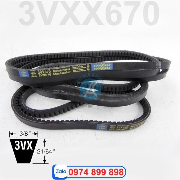 Dây curoa 3VX670 cho máy nén khí