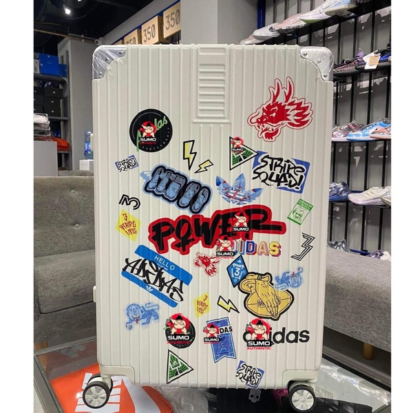 Vali Adidas Chính Hãng Màu Trắng Sữa 4 bánh Sticker In Chìm size 28 ...