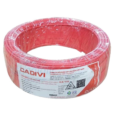 Cáp điện Cu/PVC 1x1,5mm2 0,6/1kV Cadivi
