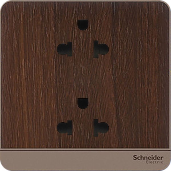 Bộ ổ cắm đôi 3 chấu 16A màu gỗ AvatarOn - Schneider (E83426UES2_WD_G19)