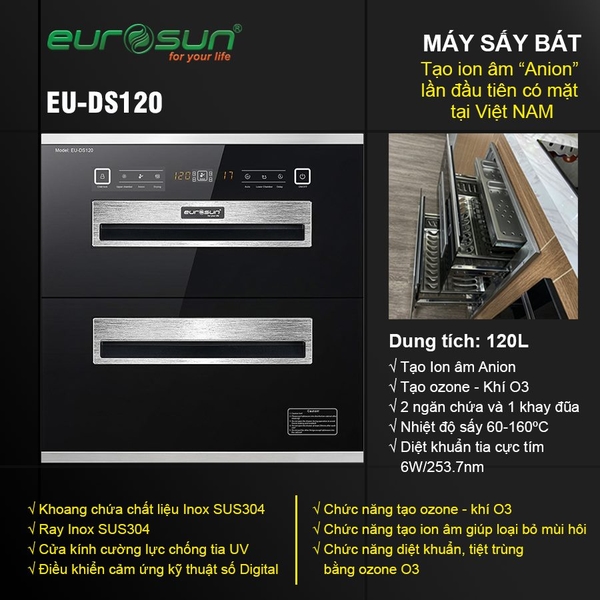 Máy sấy chén Eurosun EU-DS120| Khuyến Mãi Lớn | Eurosun Việt Nam