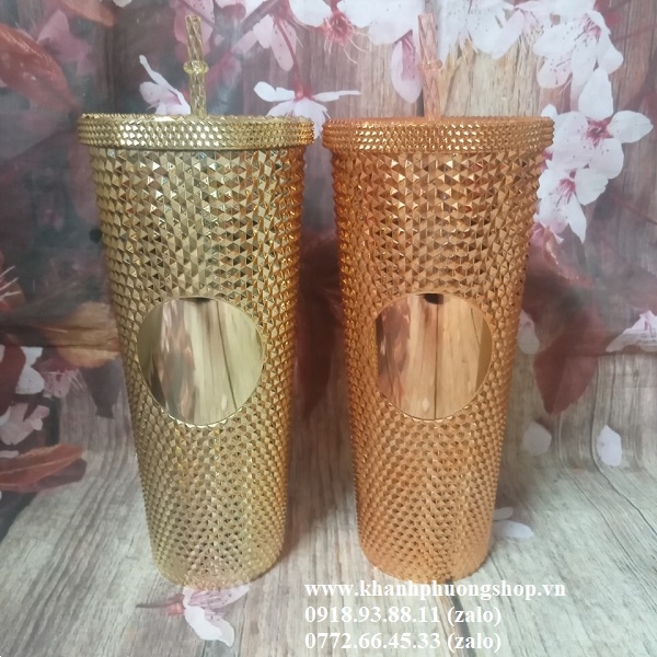 ly kim cương mà gold 800ml - ly kim cương màu vàng gold (không logo quà ...