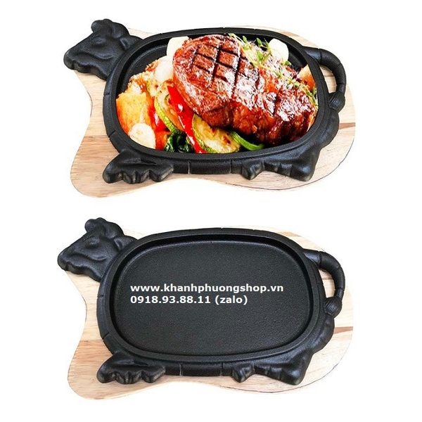 chảo gang bò né - chảo gang bò bít tết Khánh Phương Shop