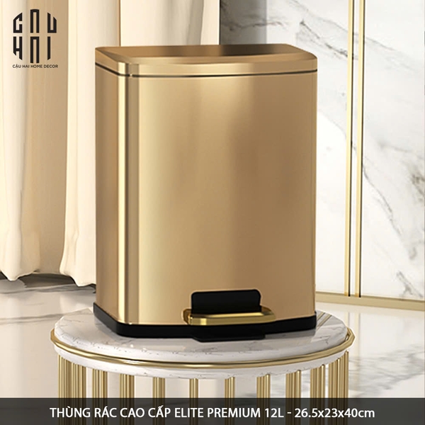 THÙNG RÁC 12L CAO CẤP GOLDEN ELITE PREMIUM | Cậu Hai Home Decor