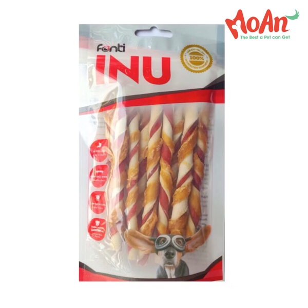 Que Da Bò Sữa Cuộn Thịt Gà Fonti INU (10 Que Dài) MoAnPetShop.com