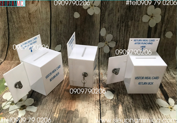 Hộp tip box Mica hay còn gọi là hộp đựng tiền tip được làm từ chất liệ ...