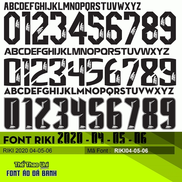 Font Số Riki 2020 ( 04 - 05 - 06 ) Thể Thao Uni