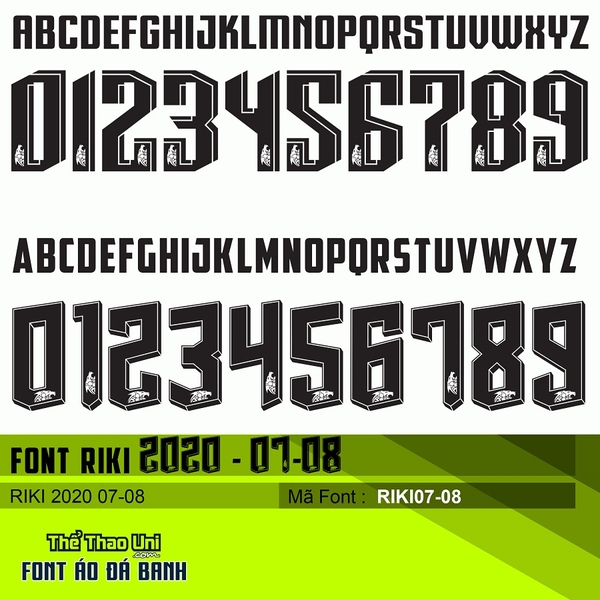 Font Số Riki 2020 ( 07 - 08 ) Thể Thao Uni