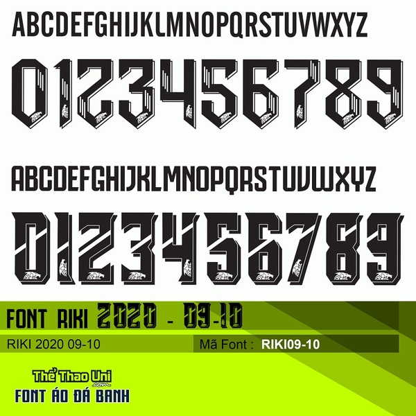 Font Số Riki 2020 ( 09 - 10 ) Thể Thao Uni