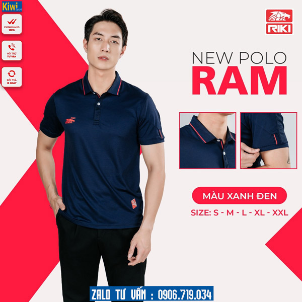 Áo Thun Polo RIKI Ram Xanh Đen TheThaoUni