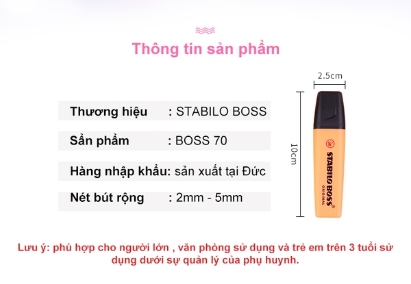 Bộ 6 Bút dạ quang STABILO BOSS ORIGINAL/PASTEL HL(P)70-C6 CÔNG TY TNHH ...
