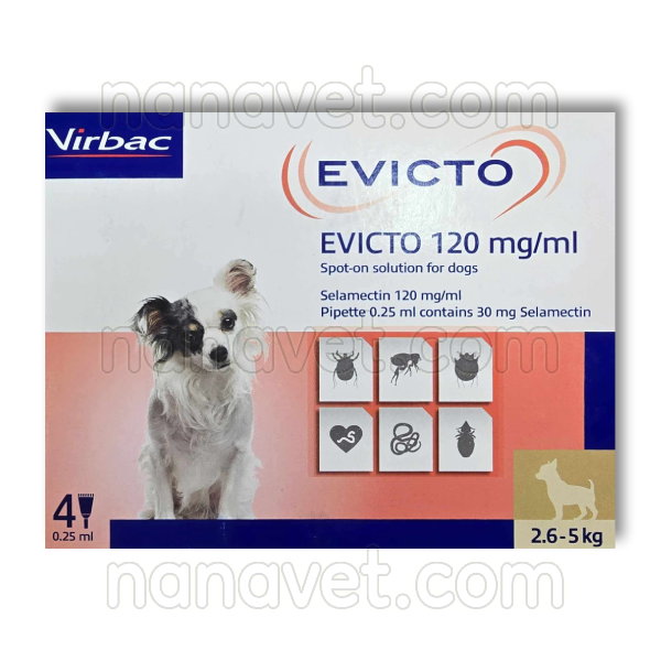 EVICTO 120MG/ML - Thuốc trị nội ngoại kí sinh trùng cho chó 2.6-5kg ...