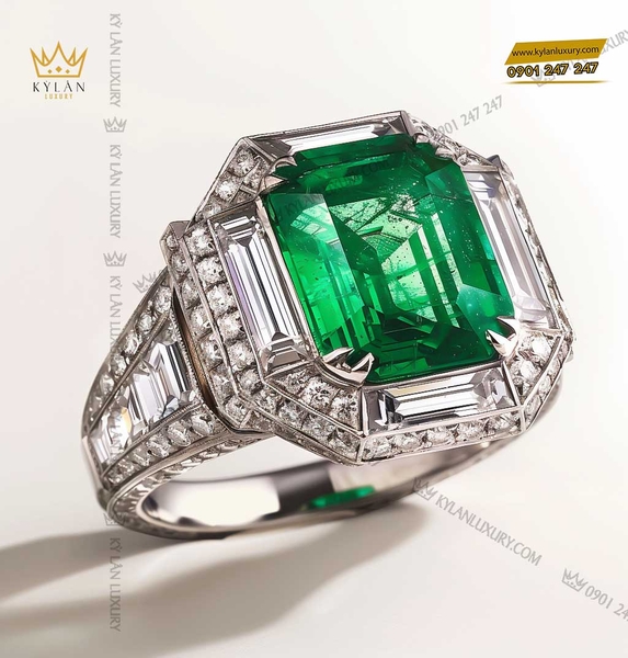 Nhẫn Alex vàng nguyên khối 18k Au750 đính đá quý | Kỳ Lân Luxury