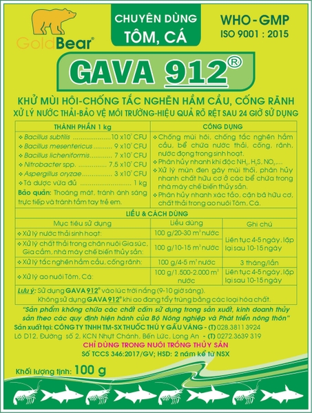 GAVA 912 (100 G/GÓI) TÔM, CÁ | Gấu Vàng