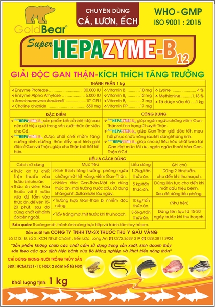 SUPER HEPAZYME-B12 (1 KG/GÓI) CÁ | Gấu Vàng
