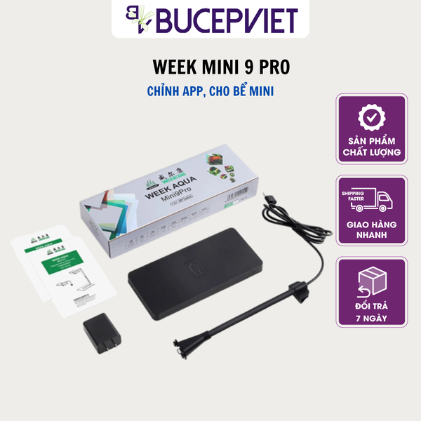 Đèn thủy sinh Week Mini 9 Pro RGB-UV cho bể thủy sinh mini, nano Bucep Viet