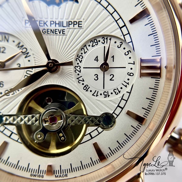 Đồng Hồ Nam Patek Philippe Sun and Moon Dây Da Màu Nâu Vỏ Rose 40mm ...