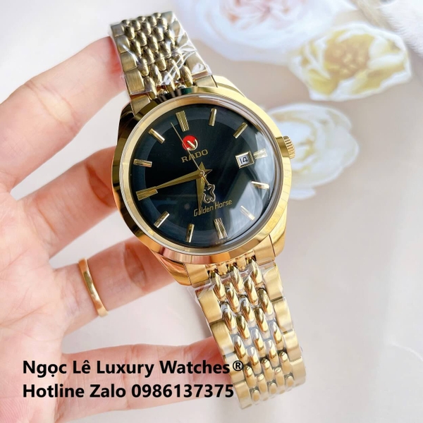 Đồng Hồ Nam Rado Golden Horse Automatic Cao Cấp Dây Vàng Mặt Đen 40mm ...