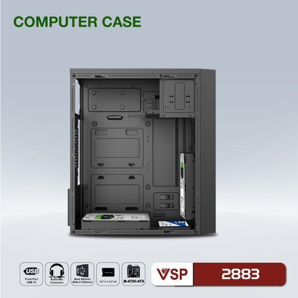 Vỏ cây máy tính (Case) VSP 2883 Đen