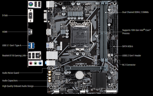Mainboard Gigabyte H410M-H V3 (Intel H410, Socket 1200, m-ATX, 2 khe ...