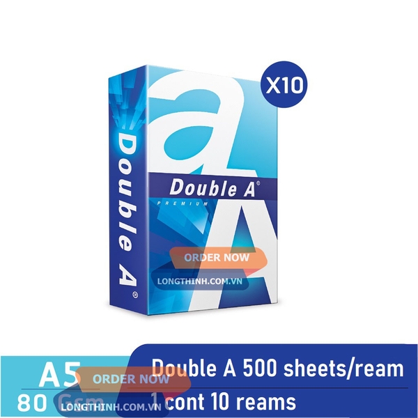 Giấy A5 Double A 80gsm Long Thịnh