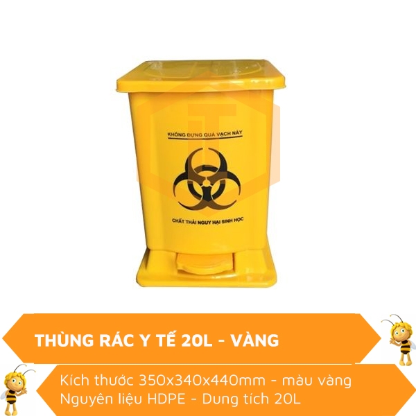 Thùng rác y tế 20L vàng Long Thịnh