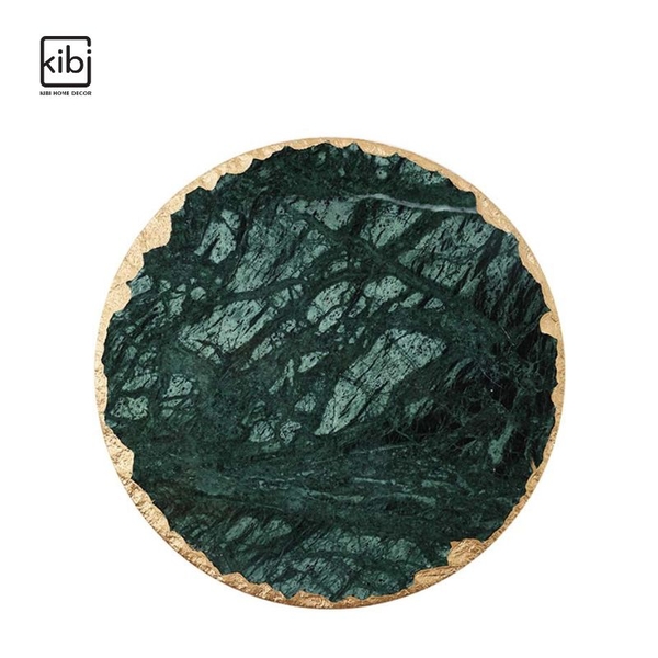 KHAY TRÒN TRANG TRÍ ĐÁ MABLE XANH NGỌC | KIBI HOME DECOR