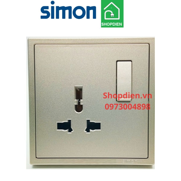 701089-46 SIMON i7 Ổ cắm đơn 3 chấu đa năng có công tắc màu champagne ...