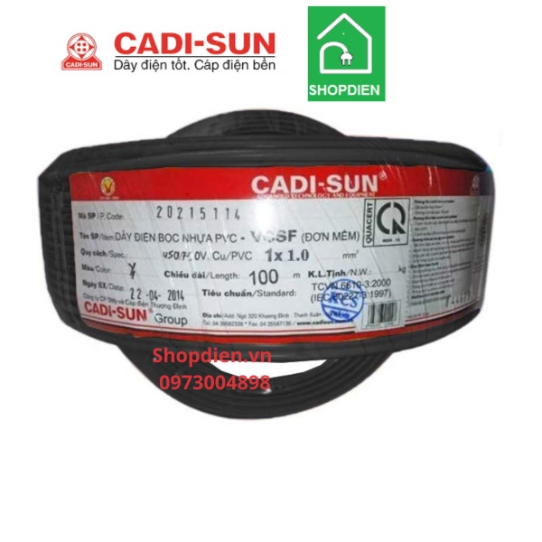 Dây đơn mềm Cu/PVC 1x1 mm2 VCSF Cadisun CÔNG TY TNHH THƯƠNG MẠI VÀ KỸ ...