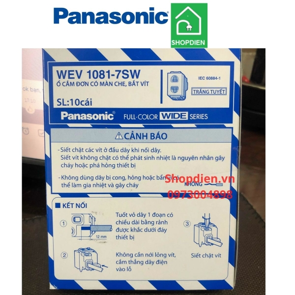 WEV1081-7SW Panasonic Ổ cắm đơn 2 chấu Wide Series WEV1081SW CÔNG TY ...
