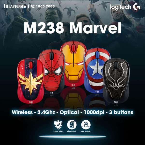Mouse Wireless M238 Marvel - Logitech LAPTOPNEW.vn