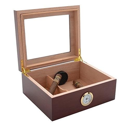 Hộp đựng cigar Mantello Humidor Royale Glasstop - 25 điếu - Hitech USA