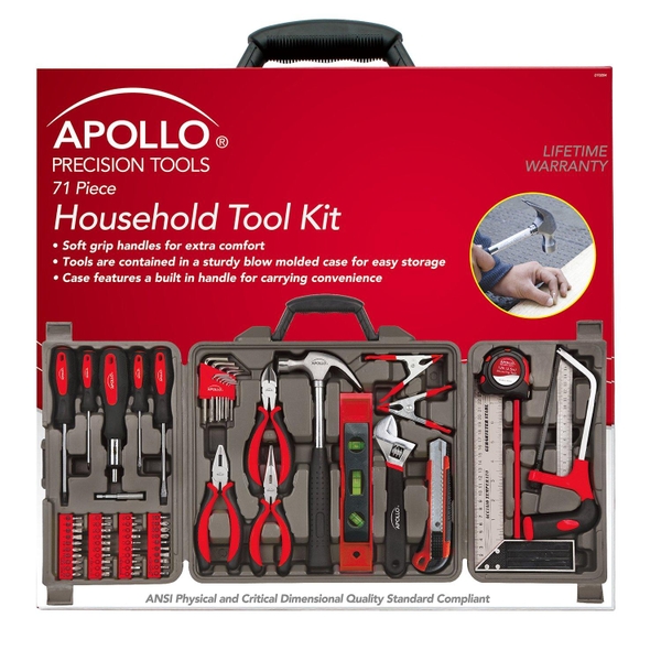 Bộ dụng cụ sửa chữa Apollo Precision Tools Household Tool Kit, 71 Piece ...