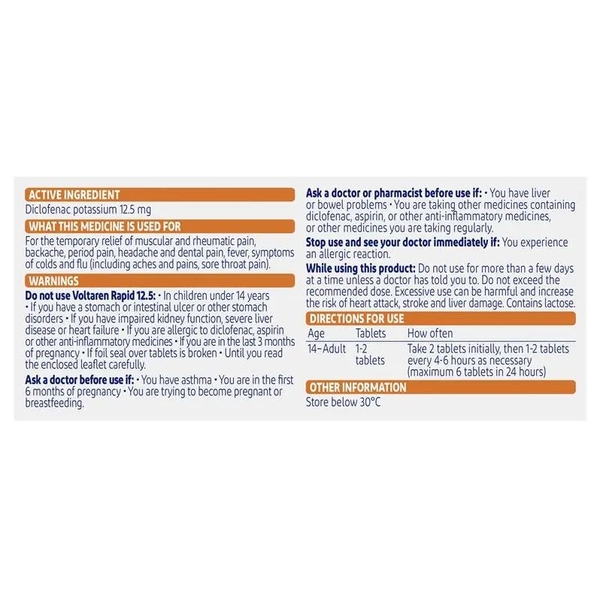 Thuốc giảm đau và chống viêm Voltaren Rapid 12.5, Pain Relief