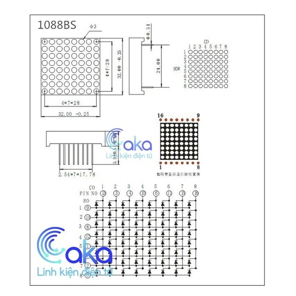 LED matrix 8x8 1088BS - Linh Kiện Điện Tử TPHCM - Chuyên cung cấp linh ...