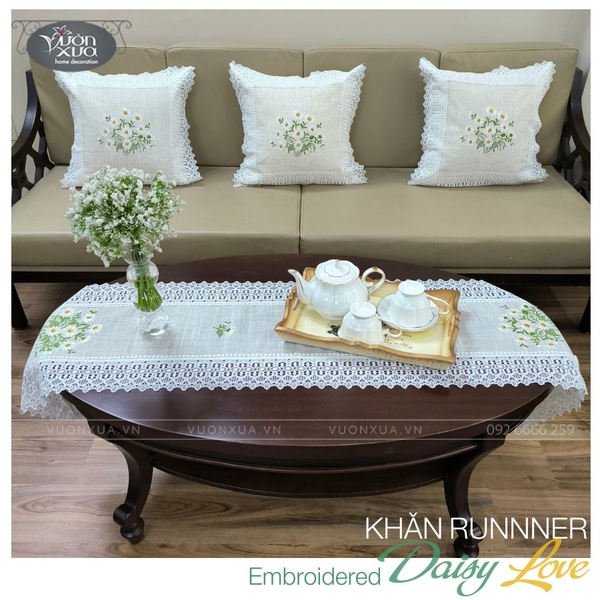 Vỏ gối thêu Hoa Cúc Chi VƯỜN XƯA đẹp thanh nhã, KBDL