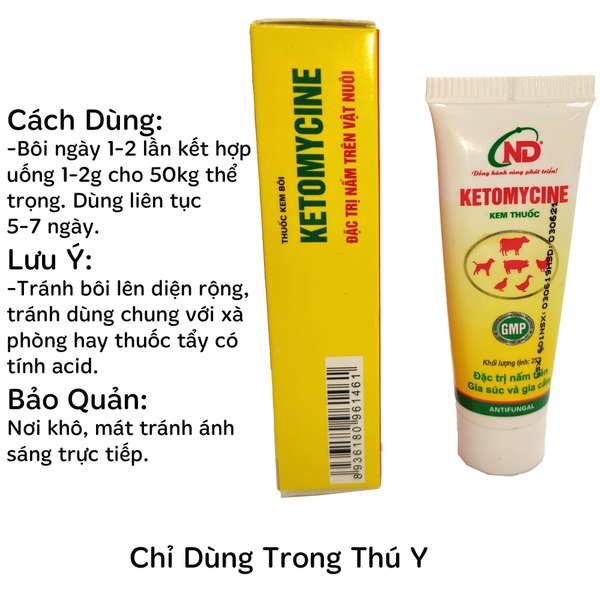 Kem Bôi Đặc Trị Nấm Trên Gia Súc Và Gia Cầm Ketomycine Tuýp 25g Puppy ...