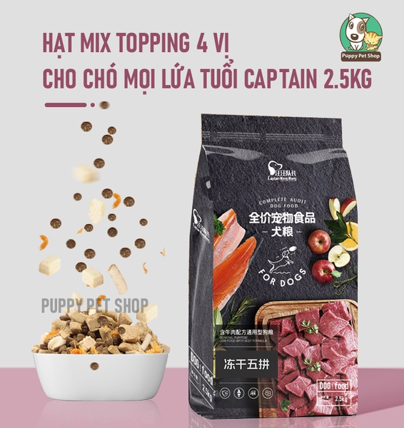 Thức ăn hạt Captain mix topping 4 vị cho Chó Puppy Pet Shop