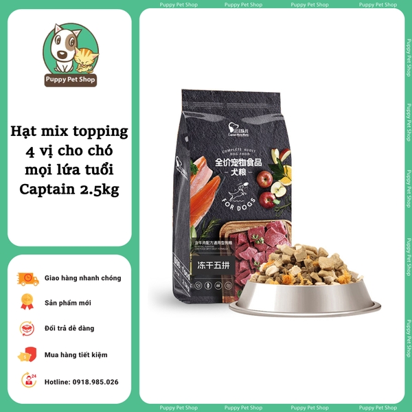 Thức ăn hạt Captain mix topping 4 vị cho Chó Puppy Pet Shop