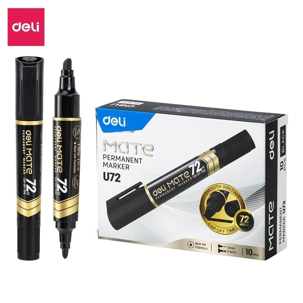 Bút Lông Dầu 2 Đầu Đen/Xanh/Đỏ DELI DL-EU72 Nhà sách Hồng Bách