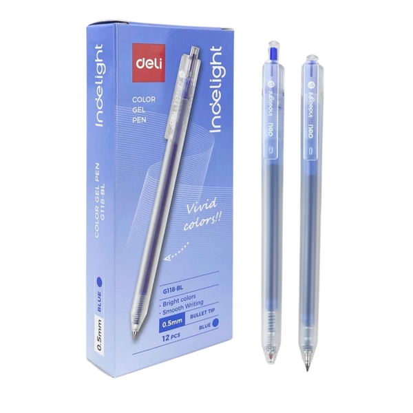 Bút Gel 0.5mm Deli G118-BL Blue Nhà sách Hồng Bách