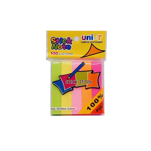 Giấy note 5 màu 3x3 uni-T Nhà sách Hồng Bách