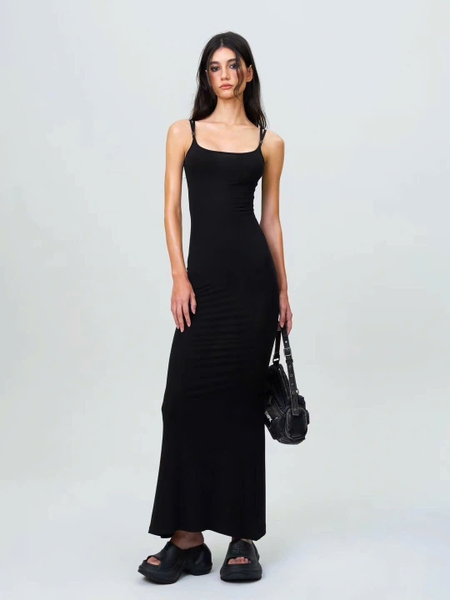 SMFK Compass Hug Slim Fit Long Dress Black