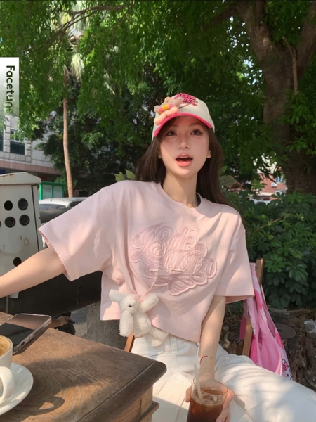 13De Marzo Bear Logo Patch Top Pink