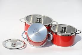 Bộ nồi inox Behome 3 chiếc BH3MD (Màu đỏ) - dienmayminhtuan.com.vn