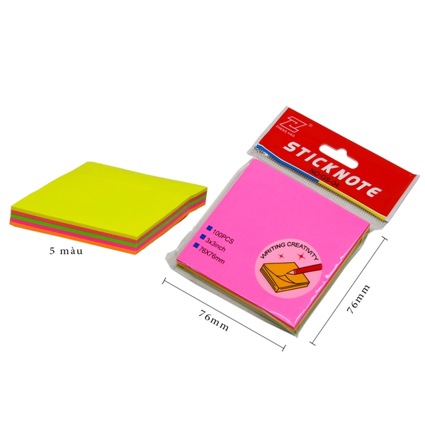 Giấy Note GS (3x3) inch, 5 màu Công ty TNHH Văn phòng phẩm NGA