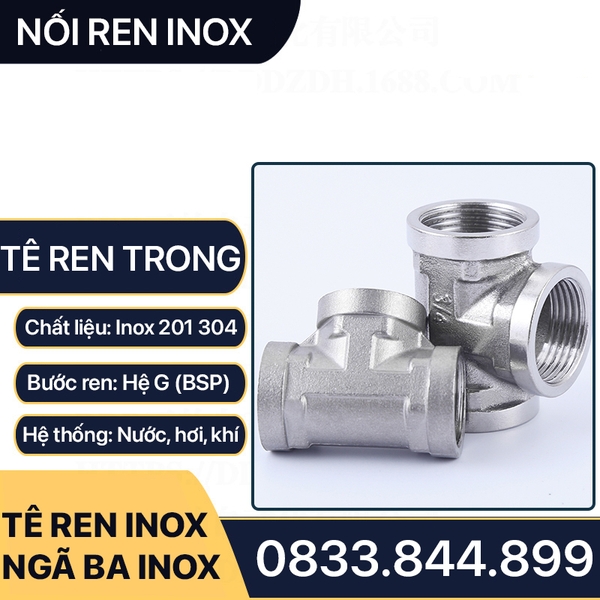 Tê Inox, Tê Ba Đầu Ren Trong Inox 201 304
