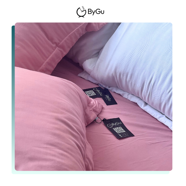 Bộ chăn ga gối màu hồng nhạt chất liệu tencel - Baby Pink ByGu