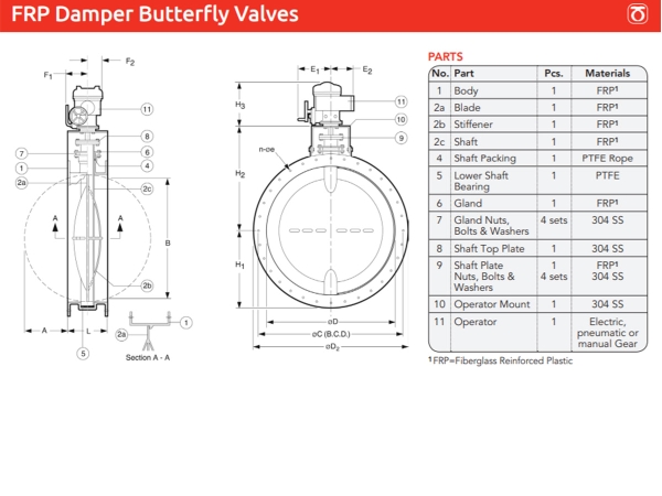 VAN CHỈNH GIÓ COMPOSITE - FRP DAMPER VALVE