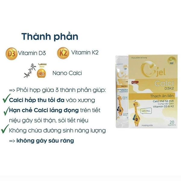 Thạch ăn liền Cjel Calci D3K2 bổ sung calci, vitamin D3 và vitamin K2 ...